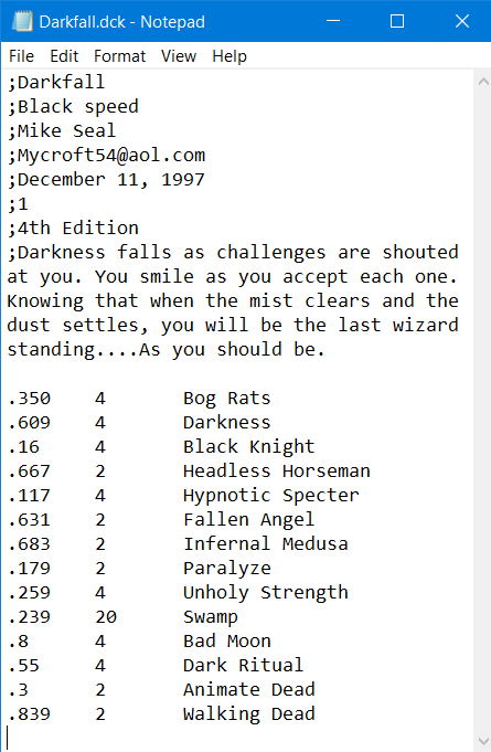 Shandalar Player Decks (Kevin Bane) - Magic: The Gathering Wiki